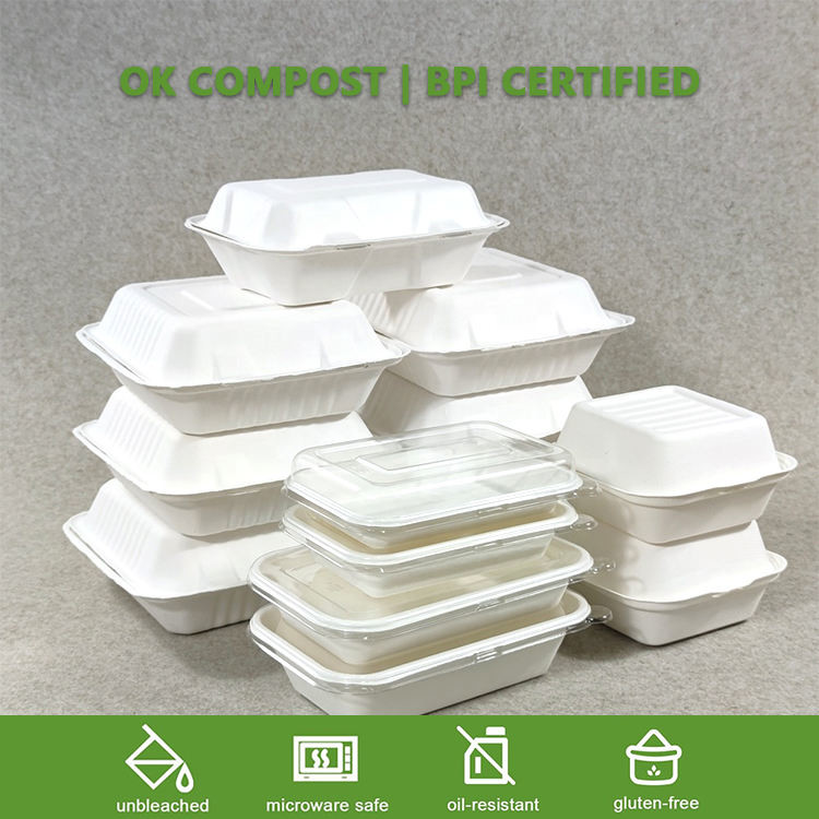 Custom Biodegradable Sugarcane Bagasse Pulp Fiber Fast Food Packing ...